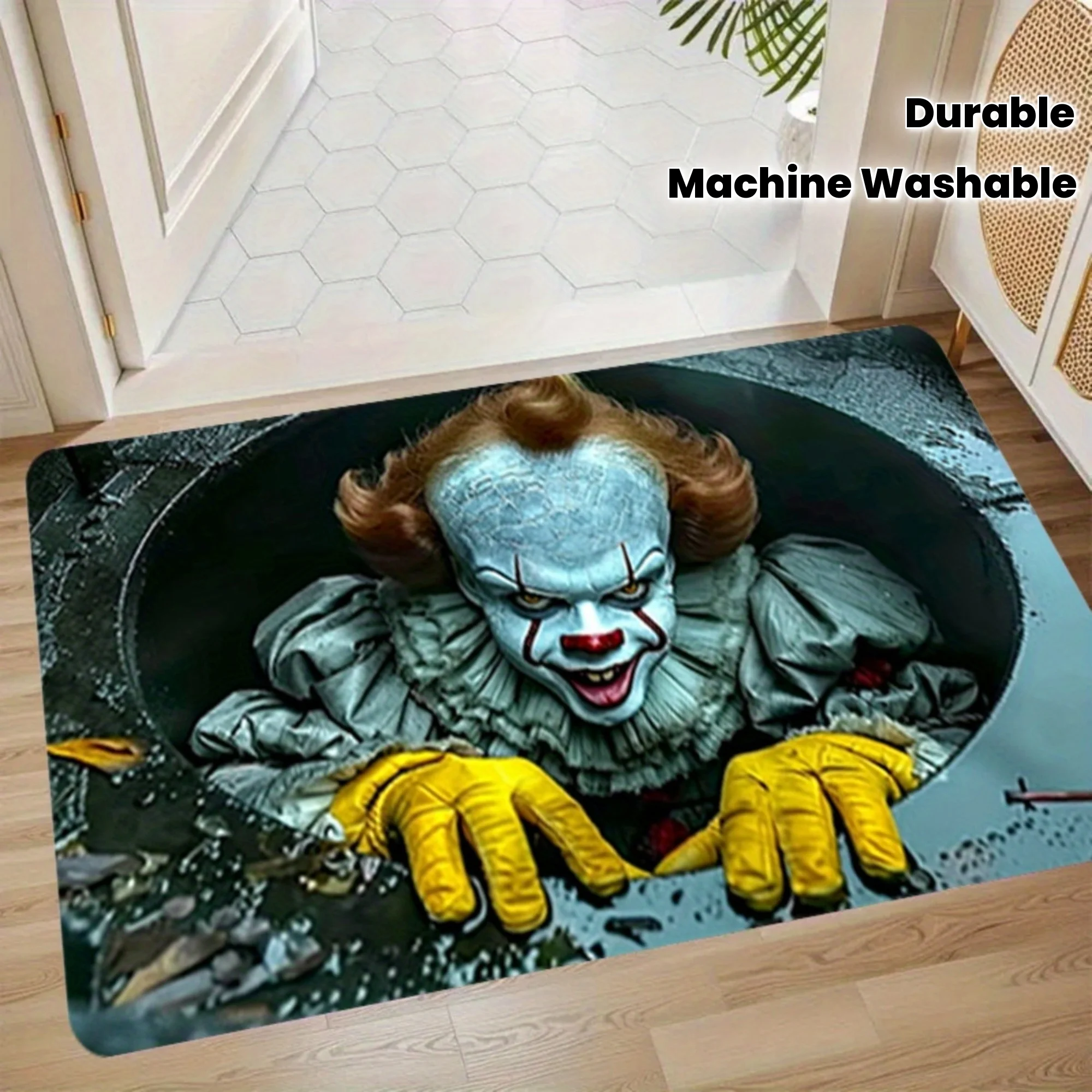 VIKAMA Halloween Carpet Horror Clown Floor Mat Outdoor Carpet Welcome ...