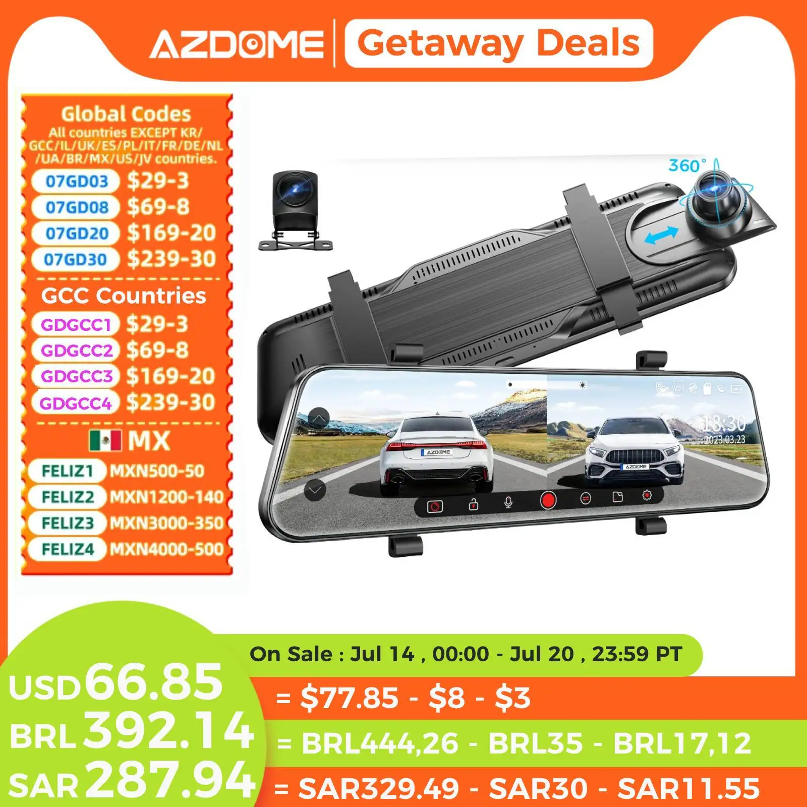 AZDOME-C-mera-Monitor-de-Estacionamento-para-Carro-Dash-Cam-Gravador ...