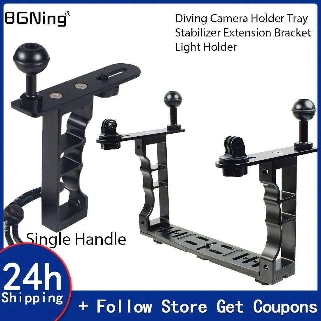 Camera-Diving-Tray-Bracket-Single-Dual-Handle-Grip-Ball-Head-Light ...