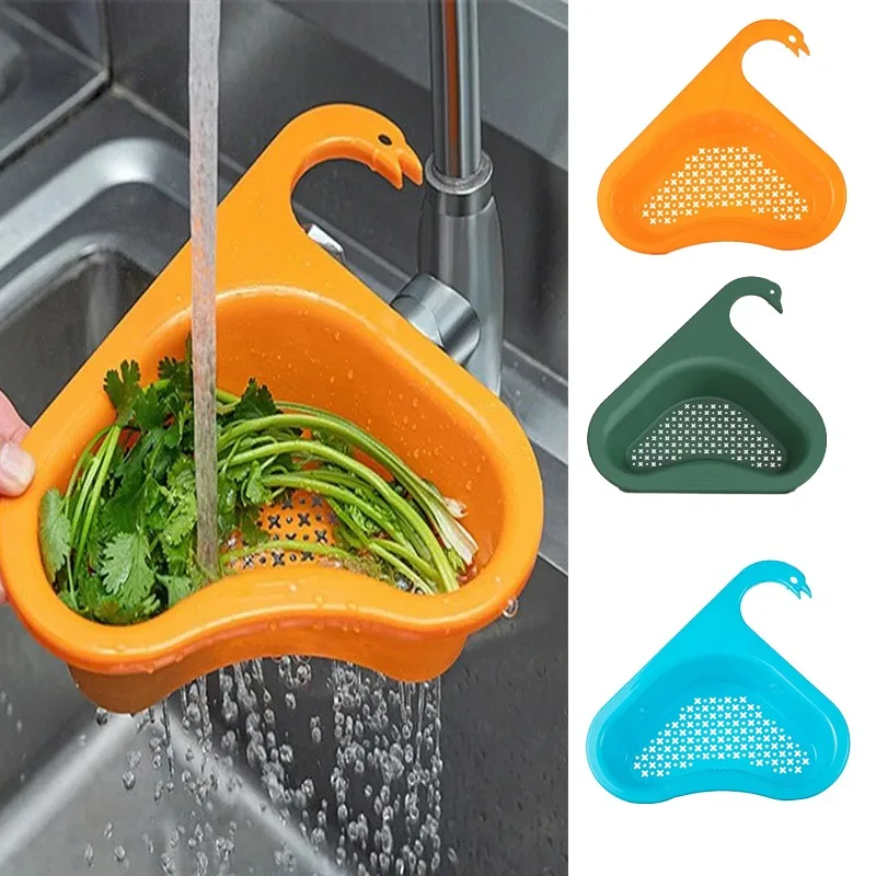 1pc Swan Drain Basket Kitchen Vegetable Cleaning Multi Functional Pool ...