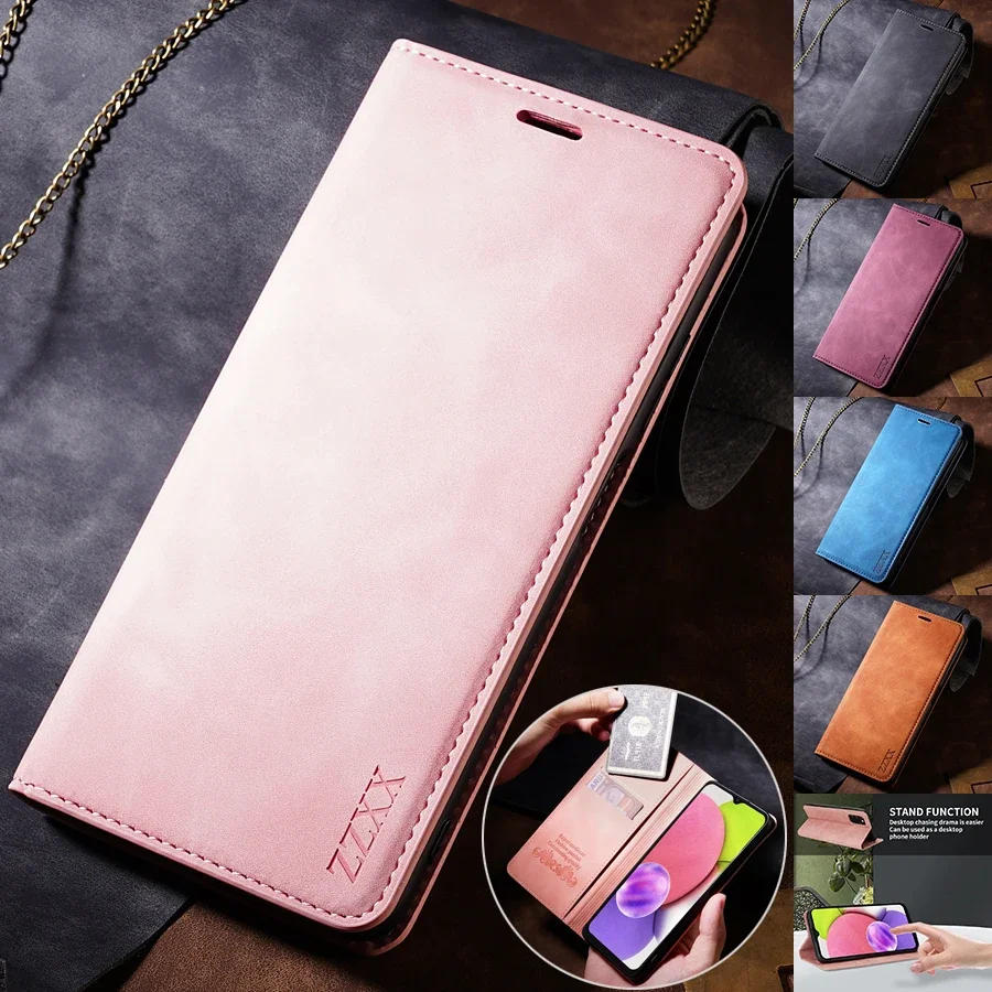 Wallet-Skin-Feel-Card-Slot-Magnetic-Flip-Leather-Case-For-Samsung ...