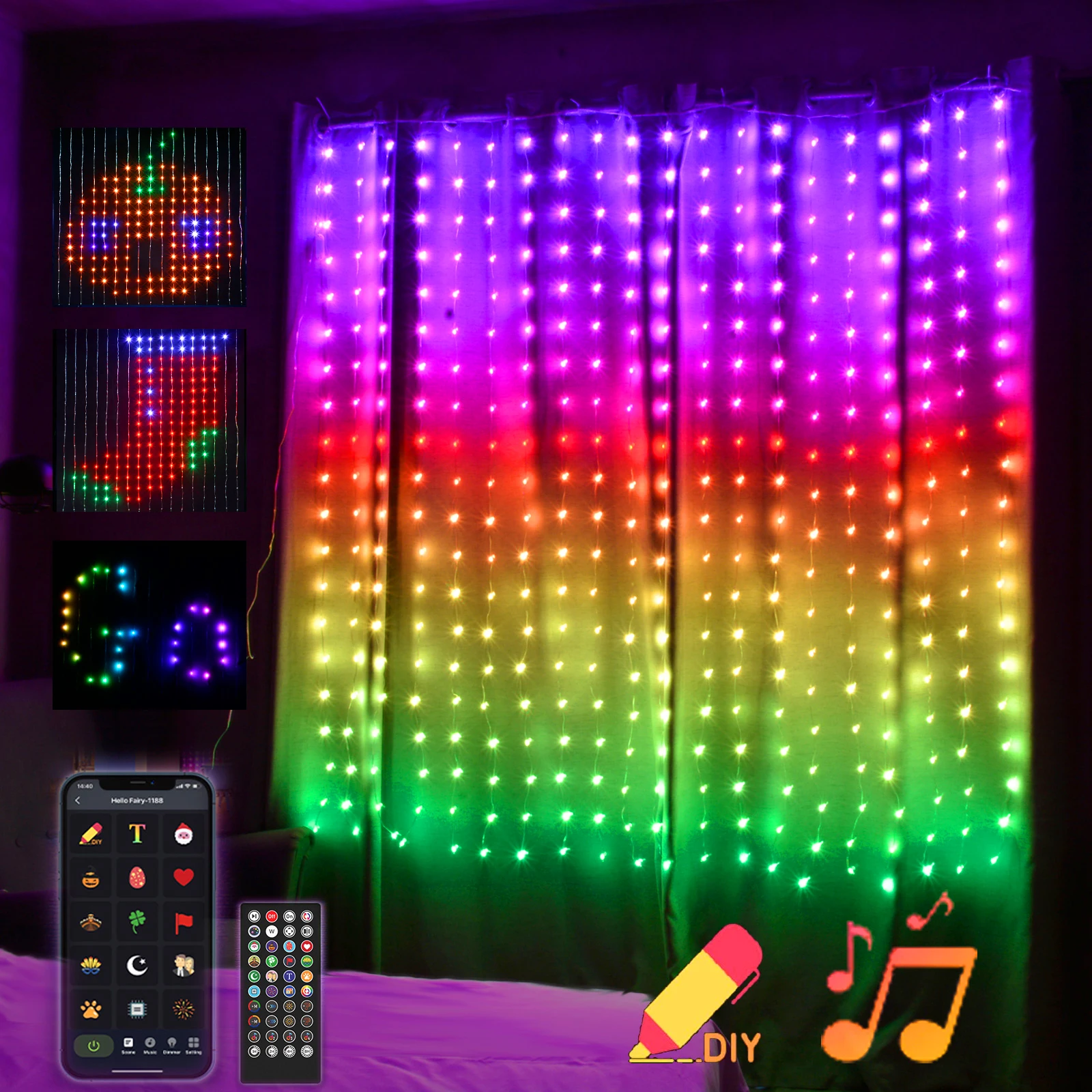 Elenut-RGBIC-Smart-Curtain-Lights-Led-Christmas-Fairy-Light-DIY-Picture ...