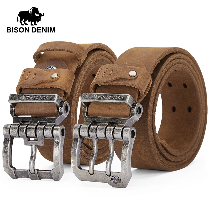 BISON-DENIM-Genuine-Leather-Belt-For-Men-High-Quality-Buckle-Jeans ...