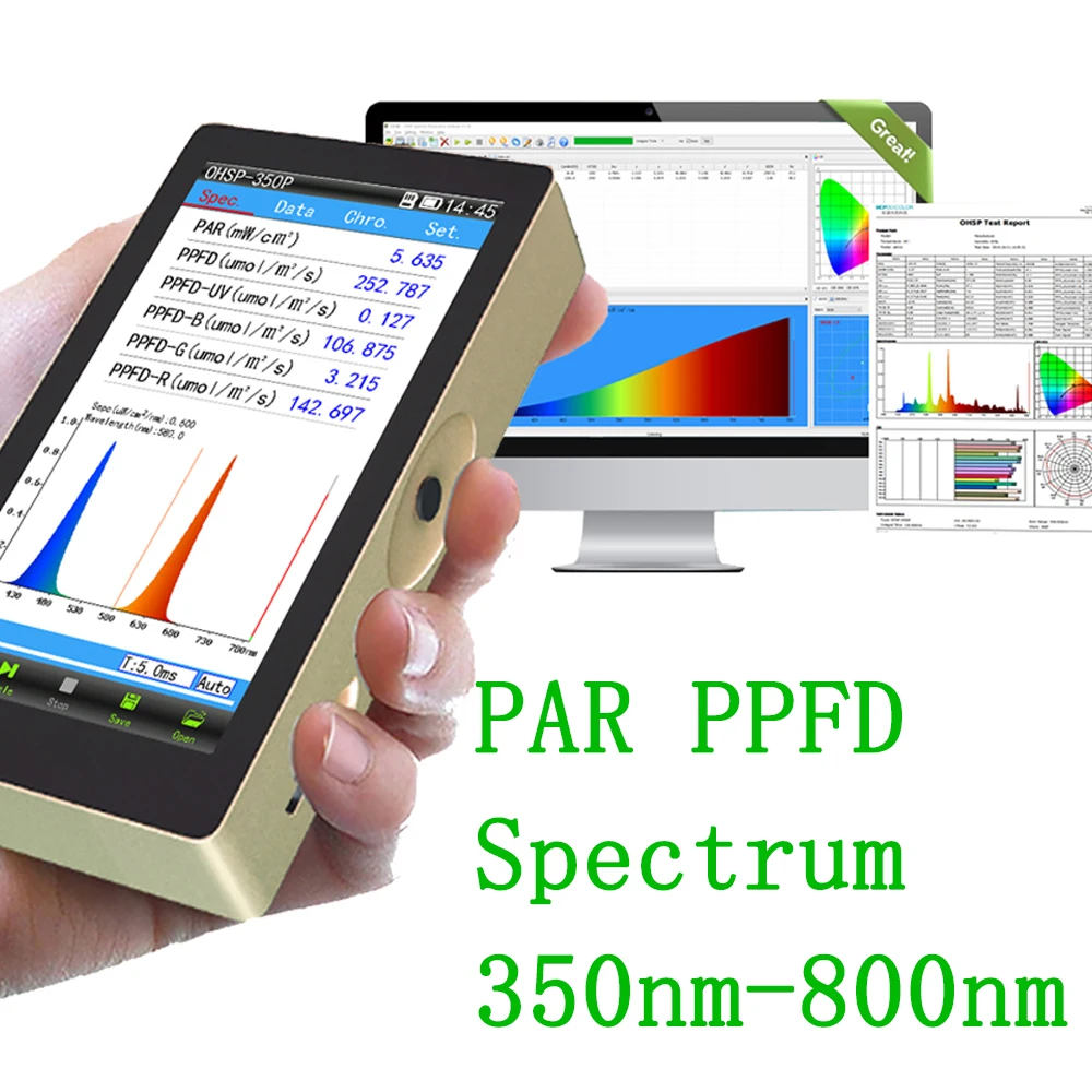 OHSP350P-350-800nm-PAR-PPFD-Umol-m2-s-Meter-Spectrometer-also-CCT-CRI ...