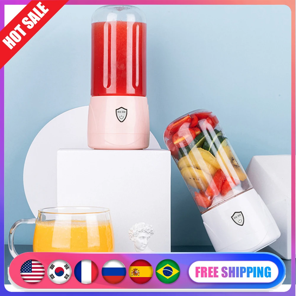 Mini-Portable-Electric-Juicers-4-Cutter-300mL-Juicers-USB-Orange-Fruit ...