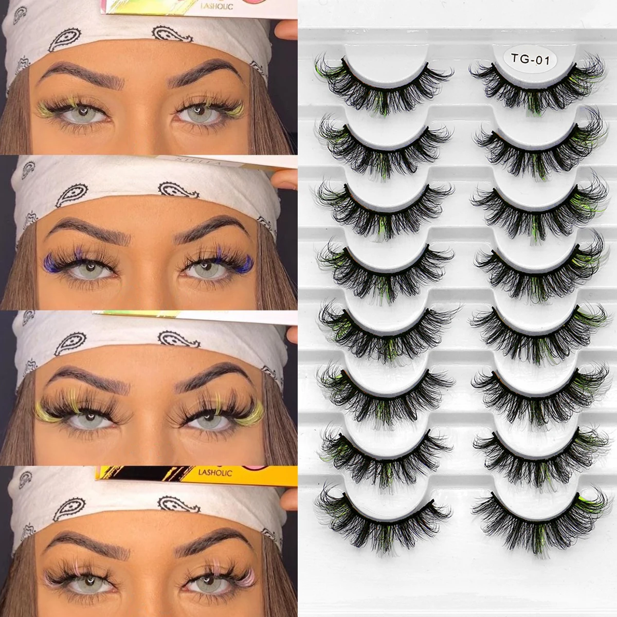 halloween-5-8pairs-Colored-Eyelashes-Wispy-Mink-Lashes-Natural-Fluffy ...