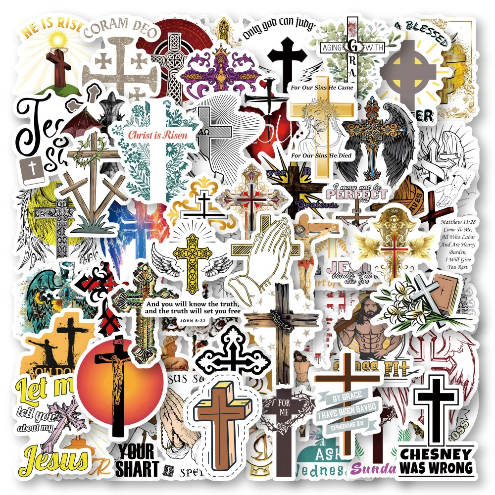 10-30-60PCS-Bible-Cross-Jesus-Stickers-Graffiti-DIY-Waterproof ...