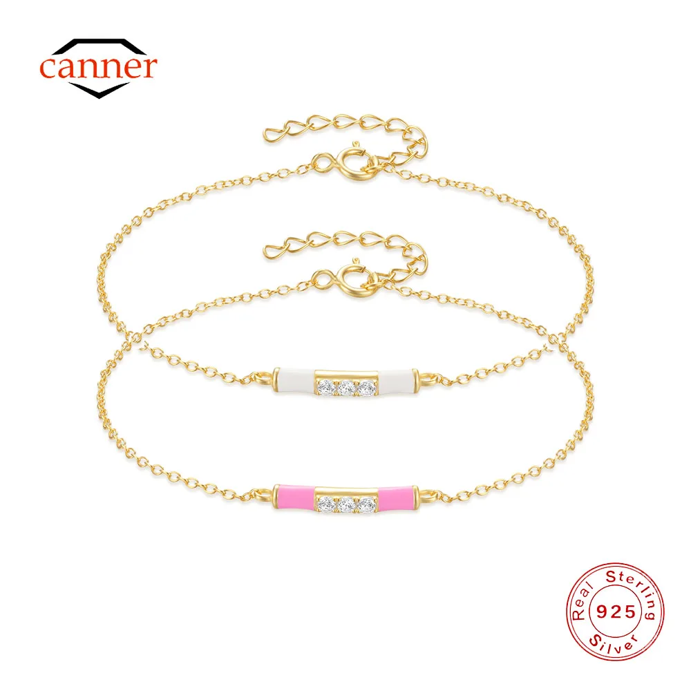 CANNER-925-Sterling-Silver-Pink-Drip-Oil-Zircon-Bracelet-For-Women-18K ...