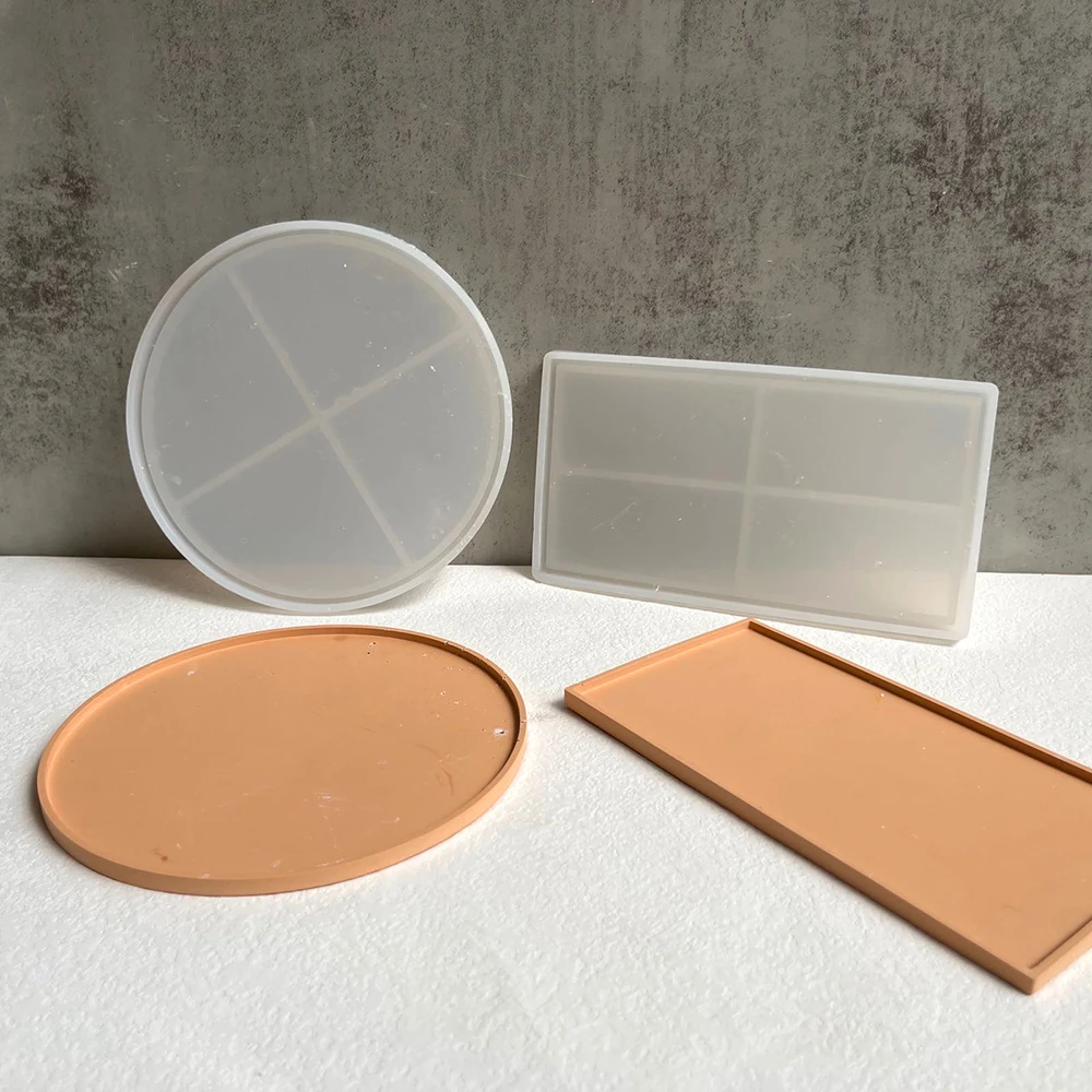 16.5cm Round Tray Silicone Molds Diy Cement Square Dish Plate Pottery ...