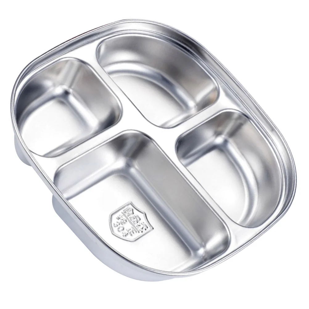 Plate-Plates-Divided-Steel-Tray-Stainless-Food-Dinner-Trays-Compartment ...