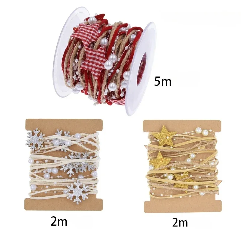 2m-5m-Christmas-Ribbon-Decoration-Star-Bead-Chain-Ribbon-Xmas-Tree ...