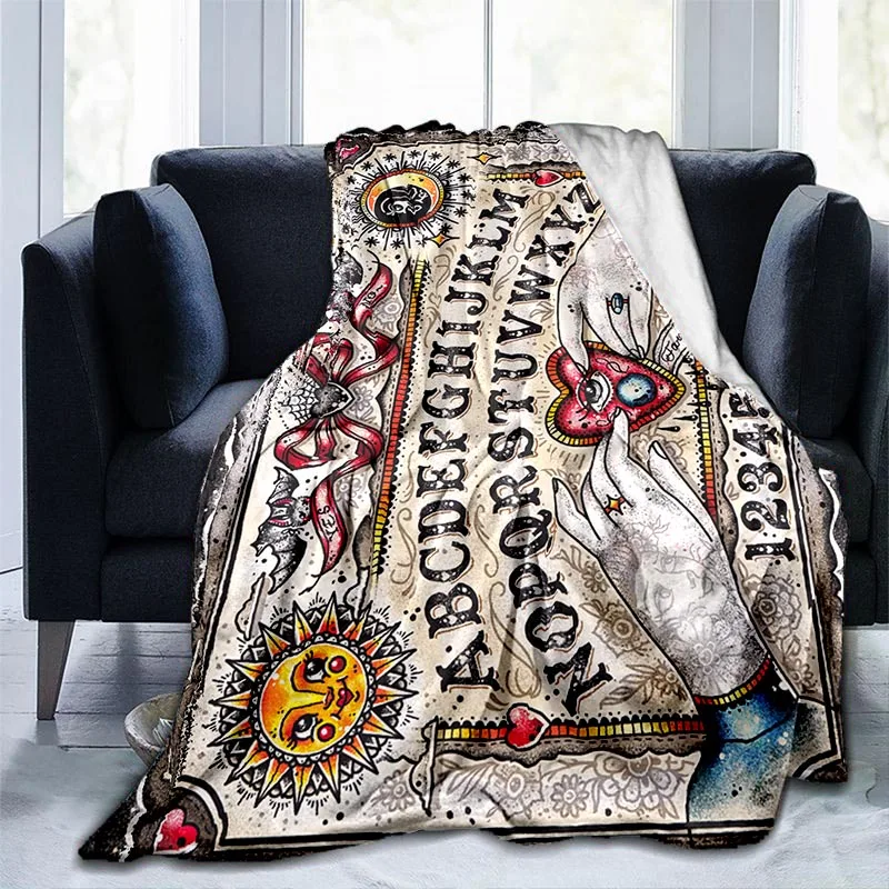 Cat-Skulls-Ouija-Board-Throw-Blanket-Witchy-Premium-Blanket-Gothic-Home ...