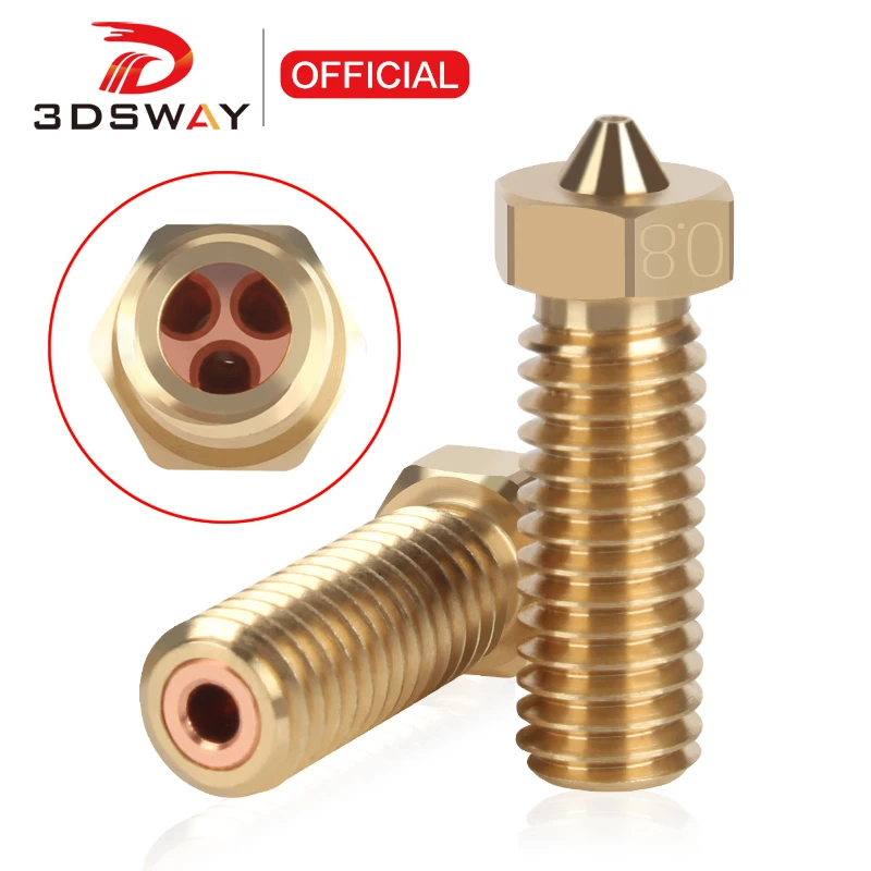 3DSWAY-CHT-Clone-High-Flow-Copper-Nozzle-Volcano-Three-eyes-M6-Threaded ...