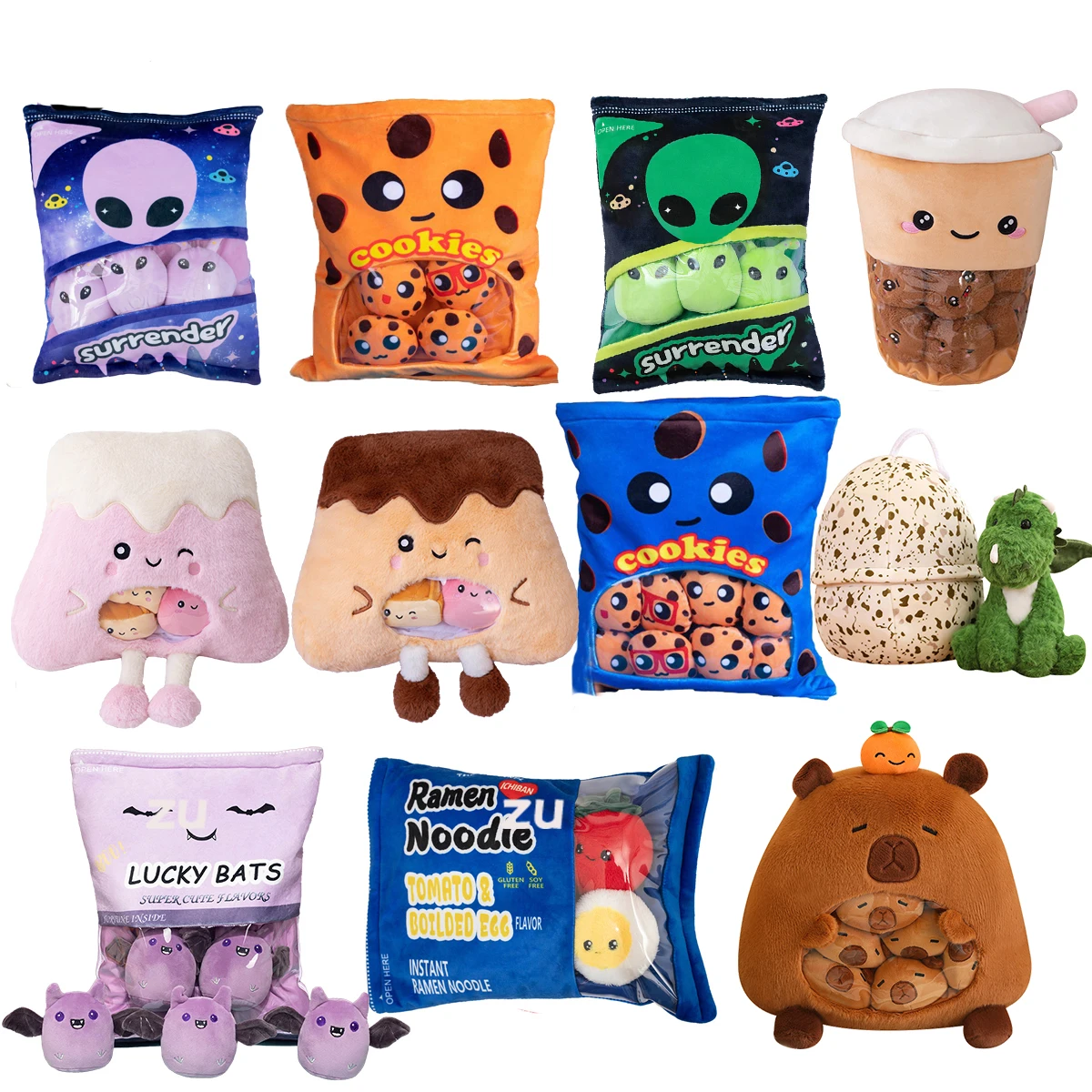A Bag of Snakes Plush Pillow Cute Boba Tea Cookies Plush Toy Pudding ...