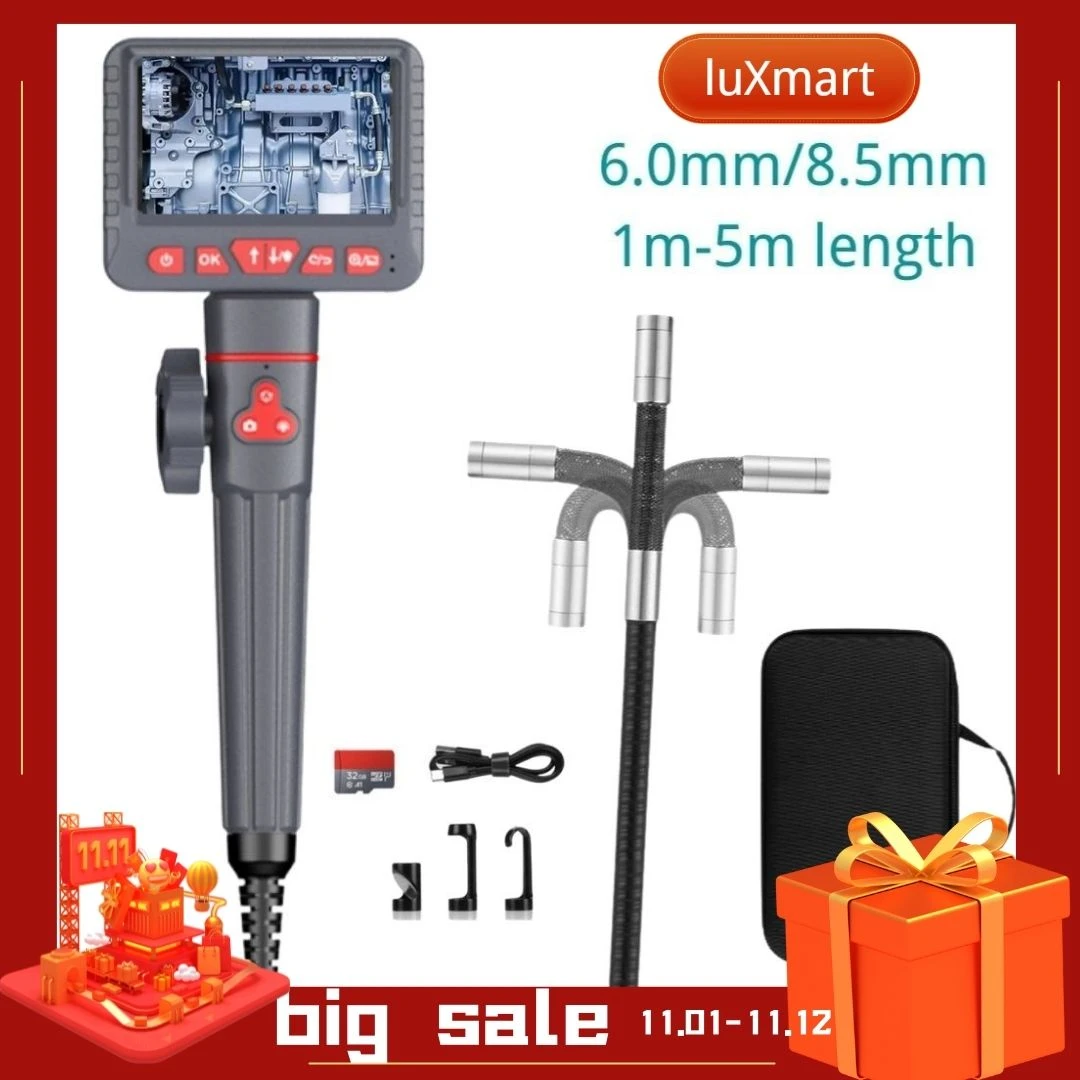 Articulating Inspection Camera 2 Way 180 Degree Steering Industrial Endoscope 4.3" Screen 6 Led ...
