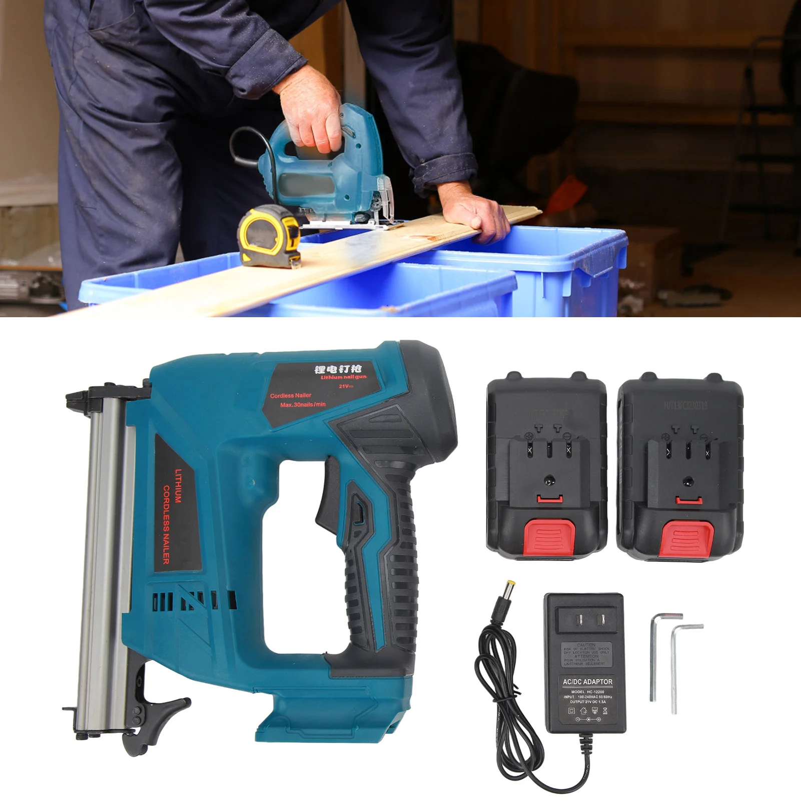 Electric Brad Nailer Cordless Nailer Electric Nail Gun Battery Powered ...