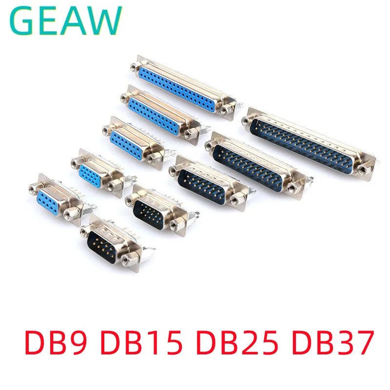 5Pcs DB9 DB15 DB25 DB37 구멍/핀 암/수 파란색 용접 커넥터 RS232 직렬 포트 소켓 DB D SUB 어댑터 ...