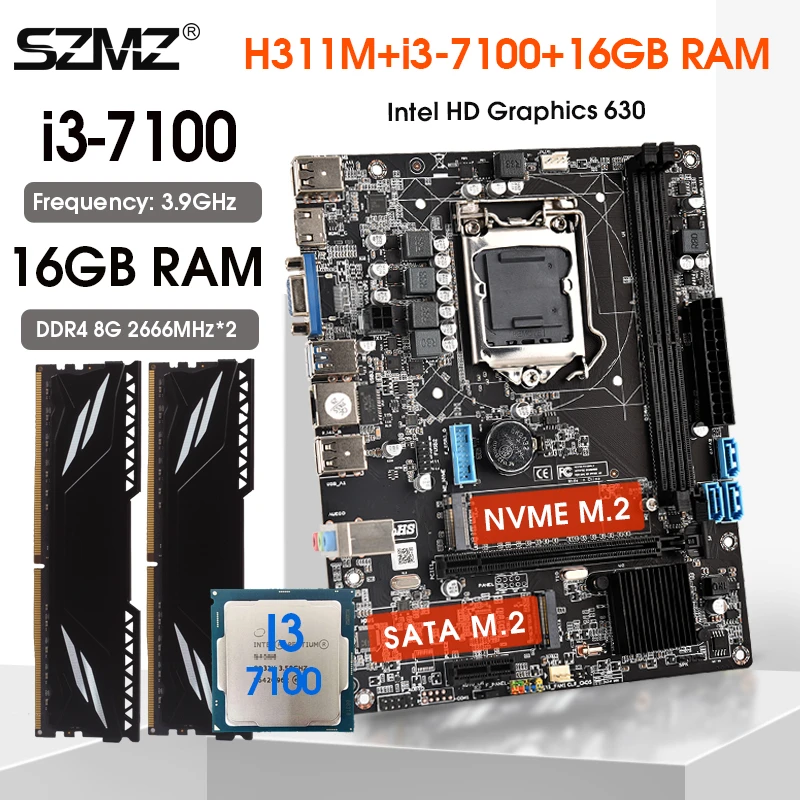 H311-motherboard-kit-i3-7100-CPU-8GB-2-16GB-2666MHz-ddr4-PC-memory ...