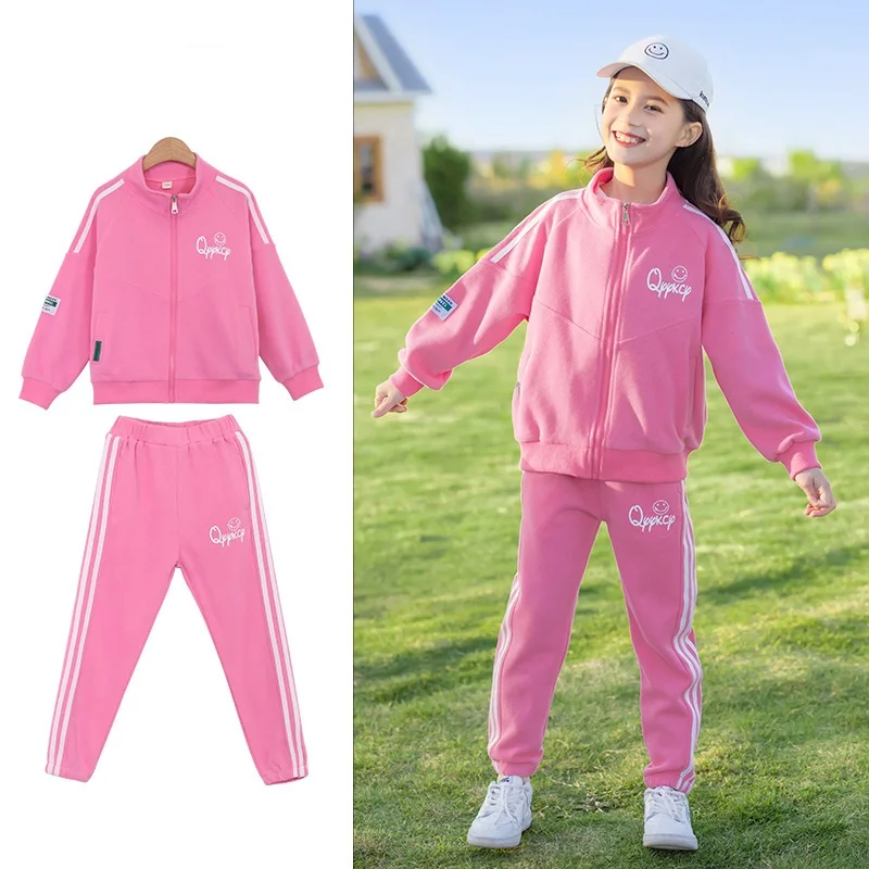 Spring Autumn Striped Kids Tracksuit Girls Hoodie + Sweatpant Sets Full ...