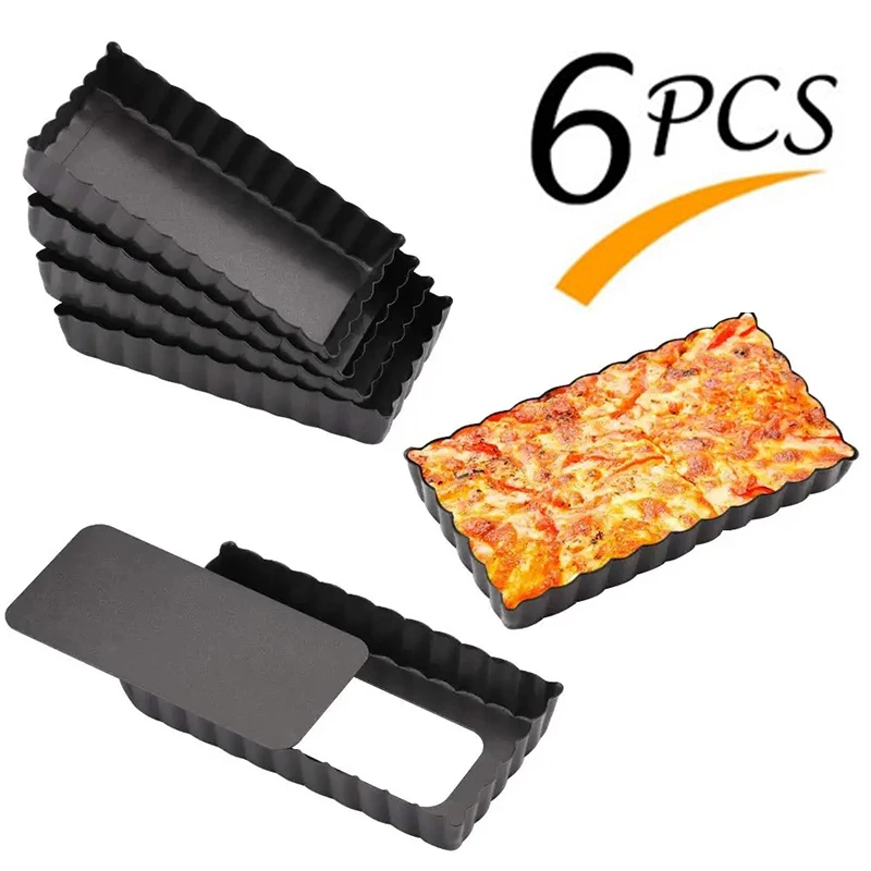 6Pcs-Mini-Tart-Pan-Set-Rectangular-Non-Stick-4-Inch-Quiche-Pan-Loose ...