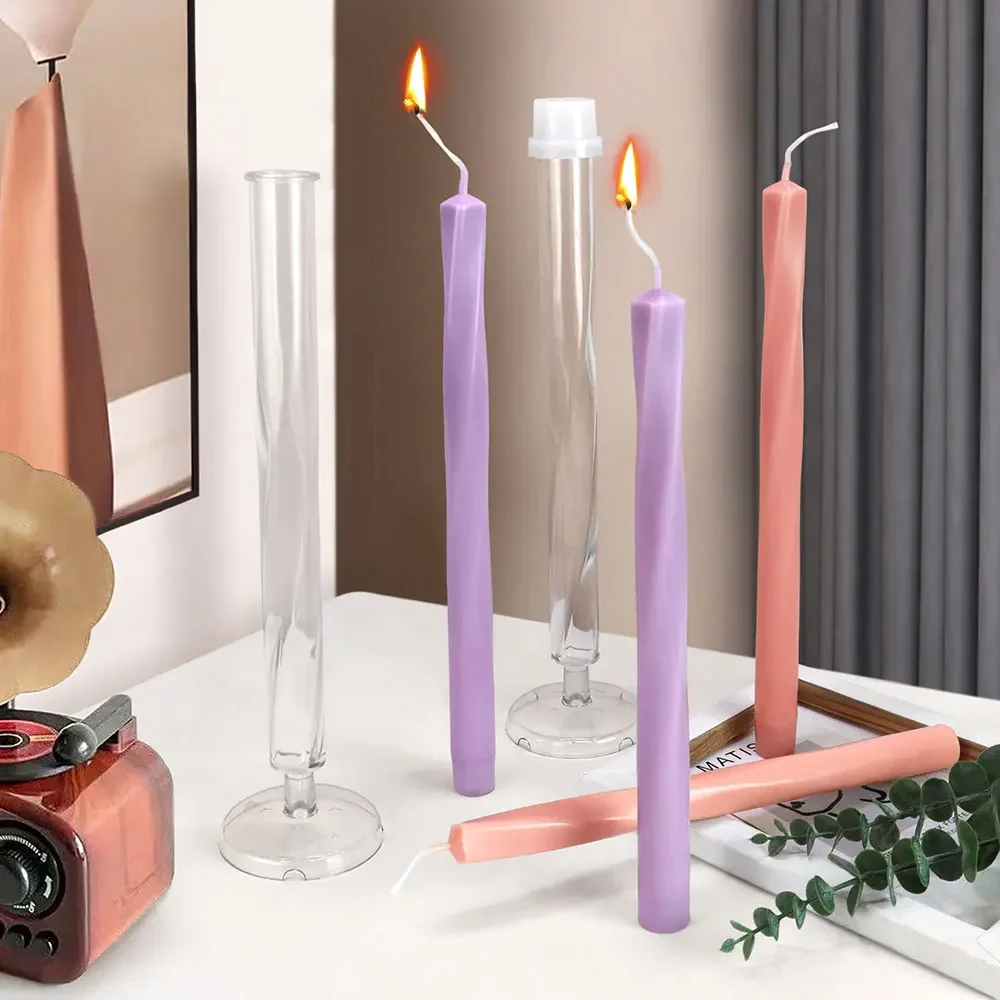 Spiral Square Column Plastic Candle Mold Geometry Candle Holder Making ...