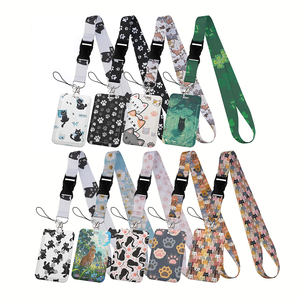 CX kitten Credential Holder Keychains Neck Lanyard For Pass Card Credit ...