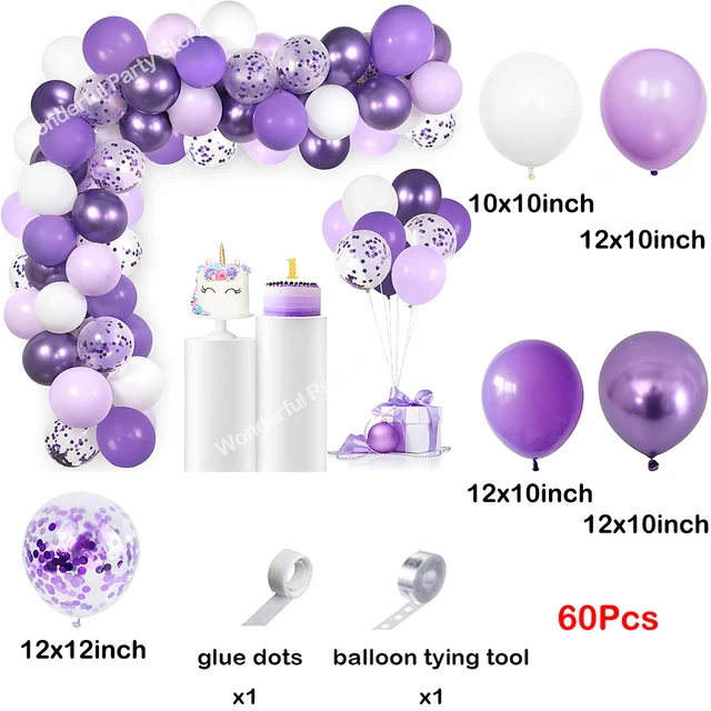 1Set Purple Lavender Balloon Garland Kit Arch Metallic Silver Purple ...