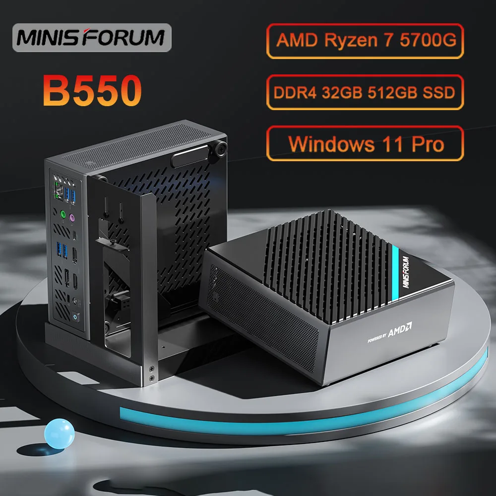 Minis fórum b550 mini pc amd ryzen 7 5700g octa núcleos ddr4 16gb 32gb ...