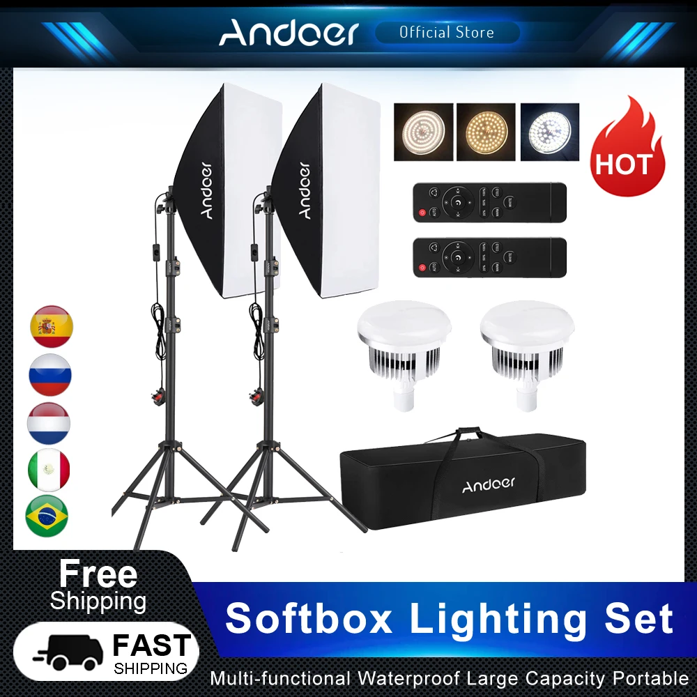 Andoer-Studio-Photography-Light-Kit-Softbox-Lighting-Set-Stand-de-luz ...