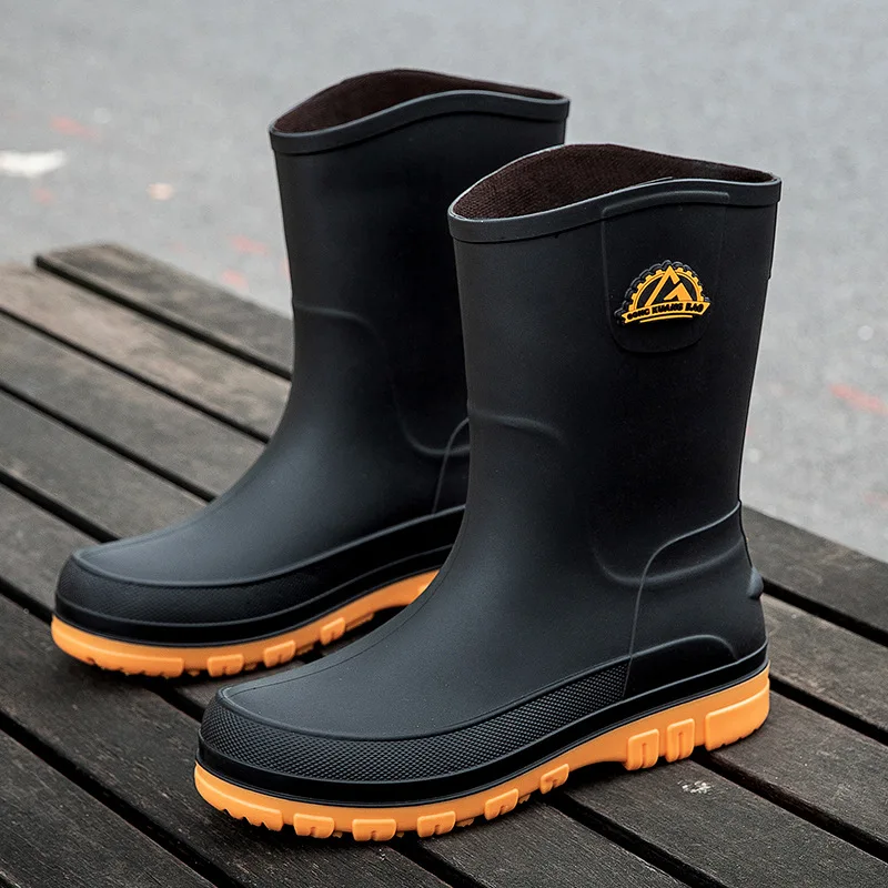 Men-s-Rain-Boots-Fashion-Mid-Calf-Rubber-Boot-Non-Slip-Fishing-Boots ...