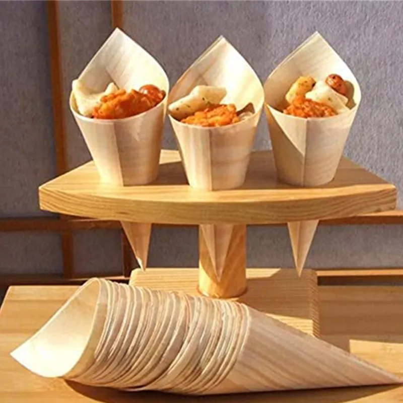 100pcs-Disposable-Pine-Wood-Cones-Plates-For-Appetizers-Charcuterie ...