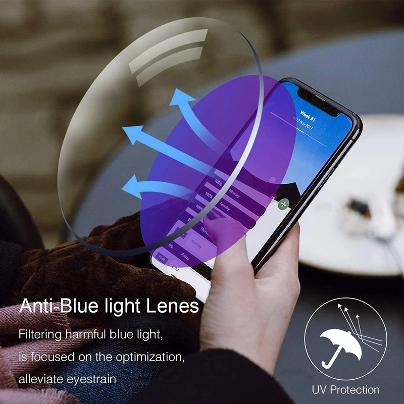 Flat-Fold Lightweight Anti-Blue Light Reading Glasses with Protective