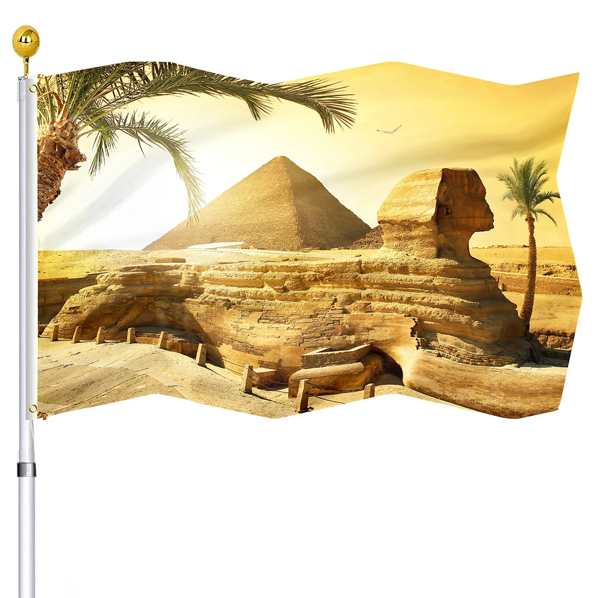 Ancient Egyptian Pyramid Sphinx Flag UV Resistant Double Stitched Flags ...