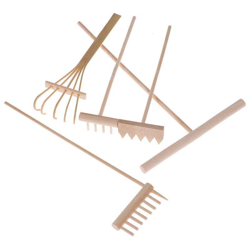 1/5 pçs mini ancinho de bambu para jardim zen areia mesa meditação feng ...