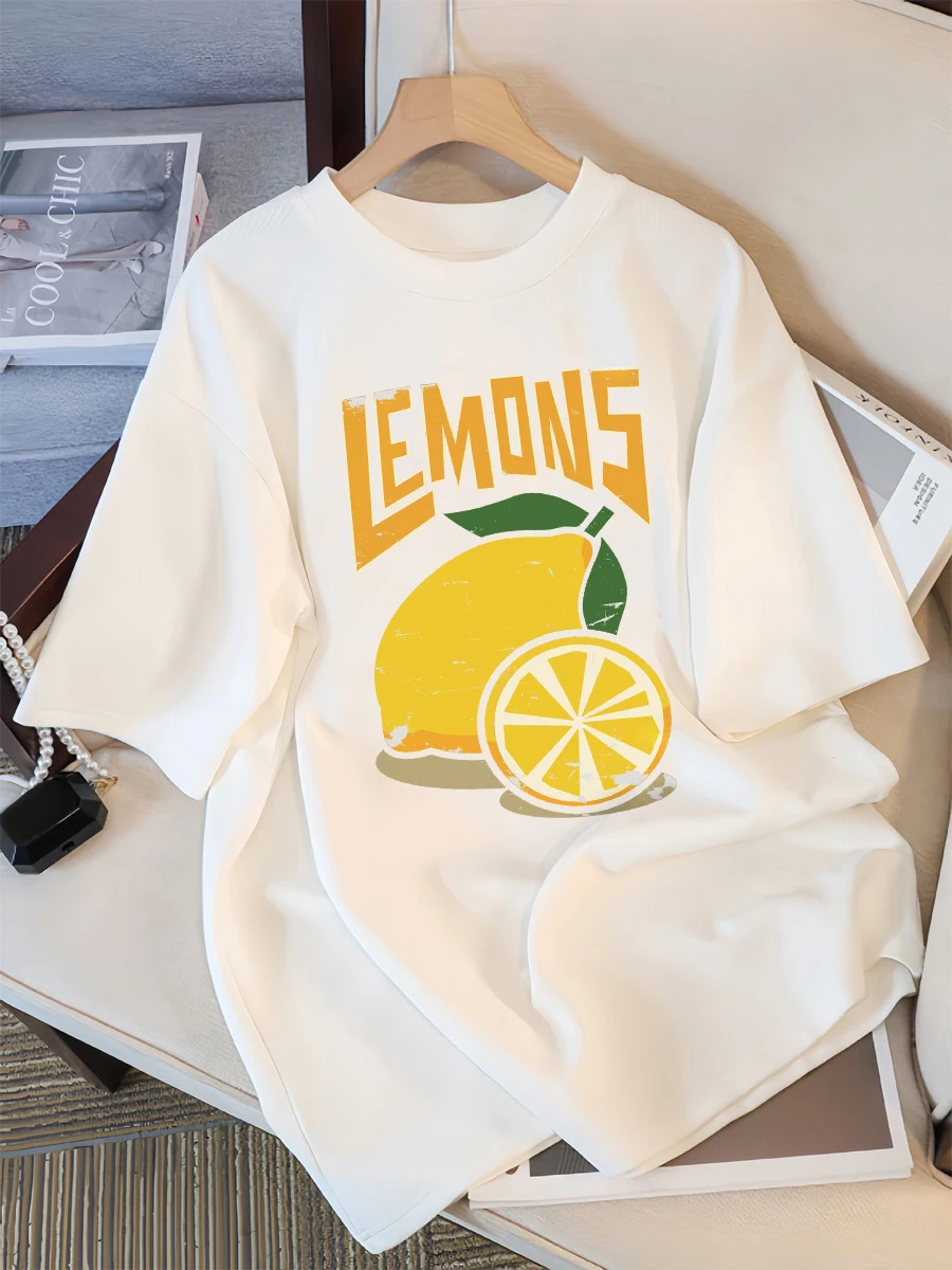 Fresh Lemon Fruit Prints Women Tee Shirt Casual Oversized T-Shirts ...