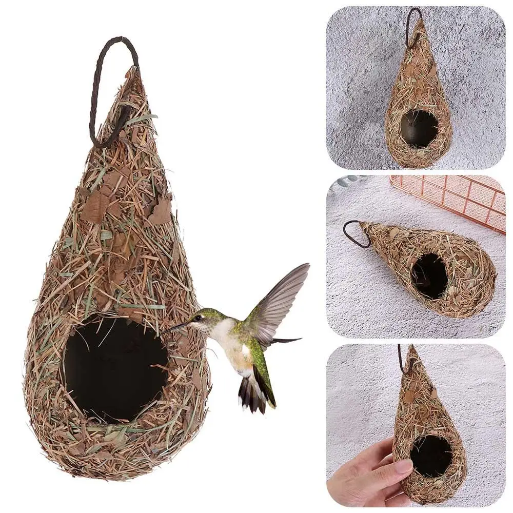 1-2PCS-Bird-House-Natural-Grass-Hummingbird-Bird-Nest-Fiber-Hand-Woven ...