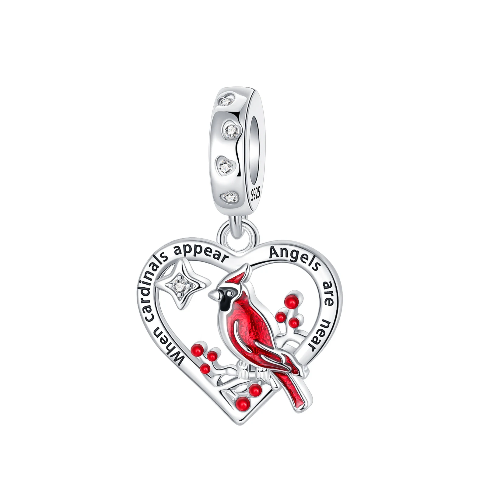 925 Sterling Silver Love Bird Red Pendant Charm Fit Charms Bracelets ...