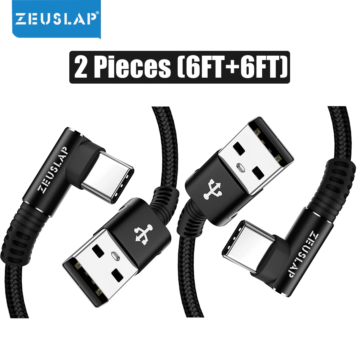 2Pics-L-Shape-USB-A-to-Type-C-Cable-3A-Fast-Charging-480Mbps-Data ...