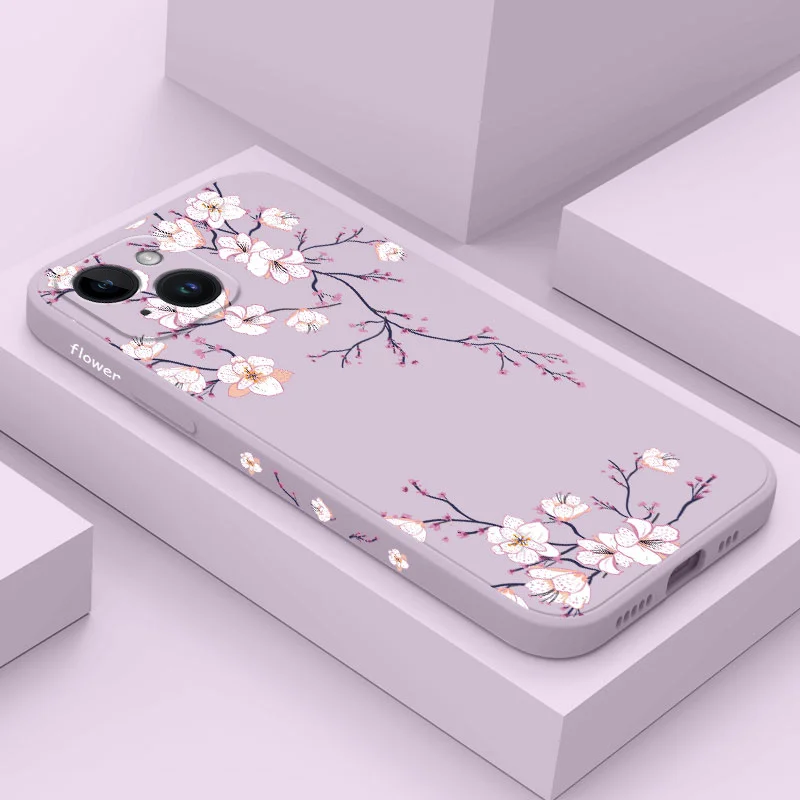 Plum Blossom Phone Case For iPhone 14 13 12 11 Plus Pro Max Mini X XR ...