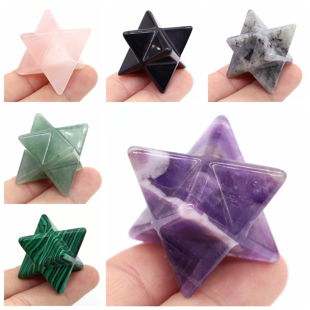 25mm Merkaba Star Stone Carving Natural Healing Crystal Quartz Jade ...