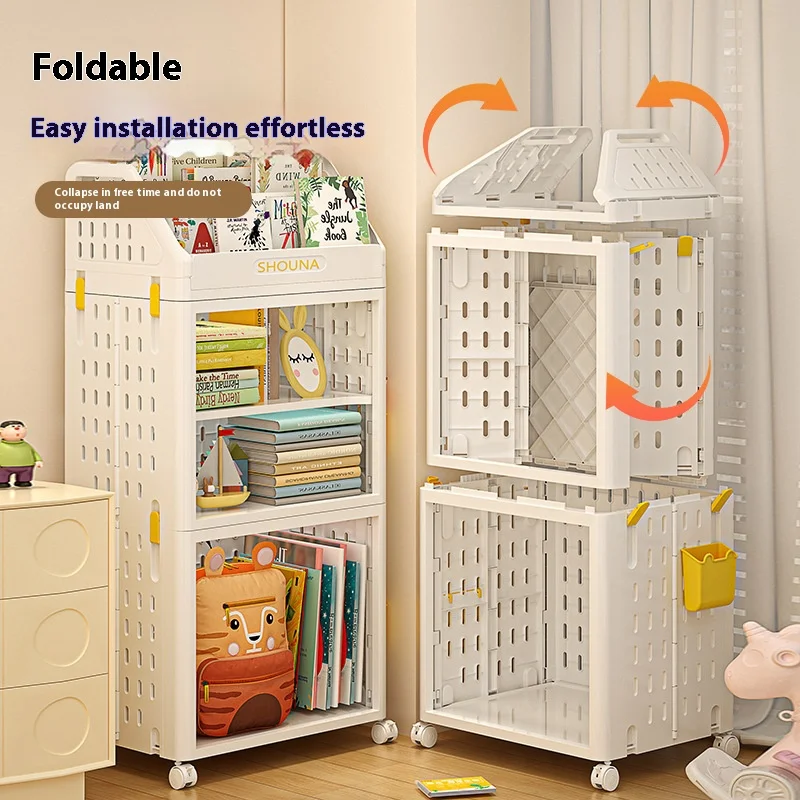 Floor Standing Mobile Pulley Storage Book Rack Plastic Capacity Family ...