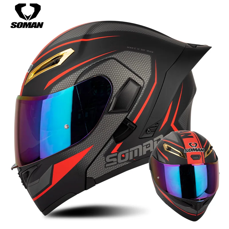 Casque De Moto Pour Femmes, Style Cool, Double Lentille Détachable ...