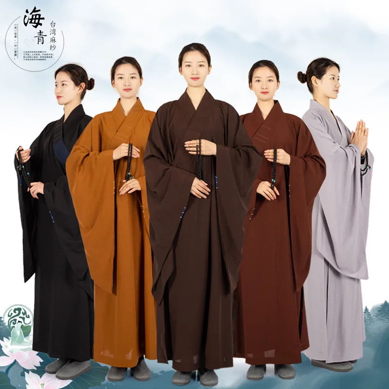7 Colors Taiwan Linen Monks Long Robes Gown For Buddhism Haiqing Adults ...
