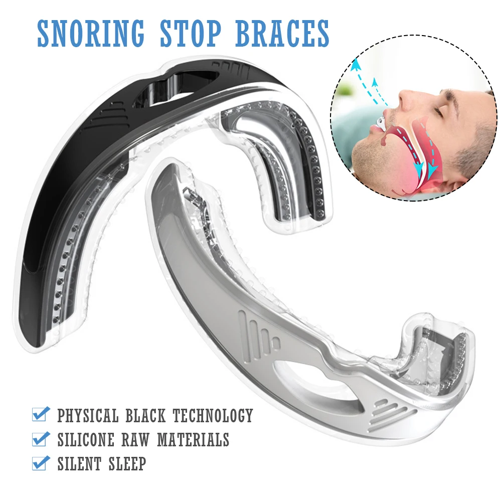 Anti snoring Mouth Guard Sleep Food Grade Silicone Bracket Clip Stop ...
