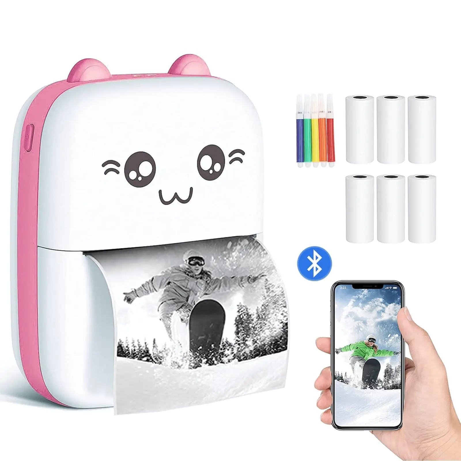 Portable-Mini-Thermal-Printer-wireless-BT-200dpi-photo-label-memo-Error ...