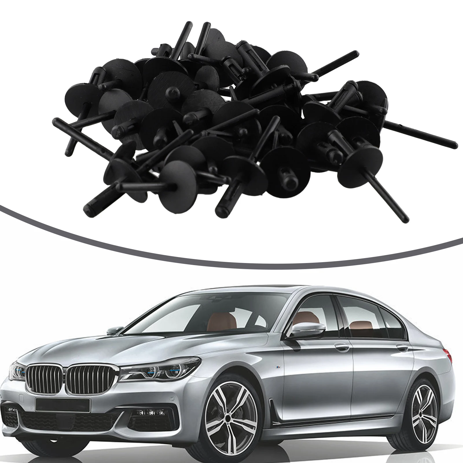 40x-Panel-Push-pin-Clip-Black-Bumper-Car-Rivets-Assortment-Door-Sill ...