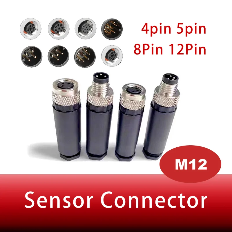 M12-sensor-connector-waterproof-male-female-plug-screw-threaded ...