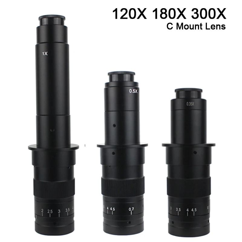 Adjustable-180X-120X-300X-Zoom-Magnification-C-mount-Lens-50mm-Mounting ...