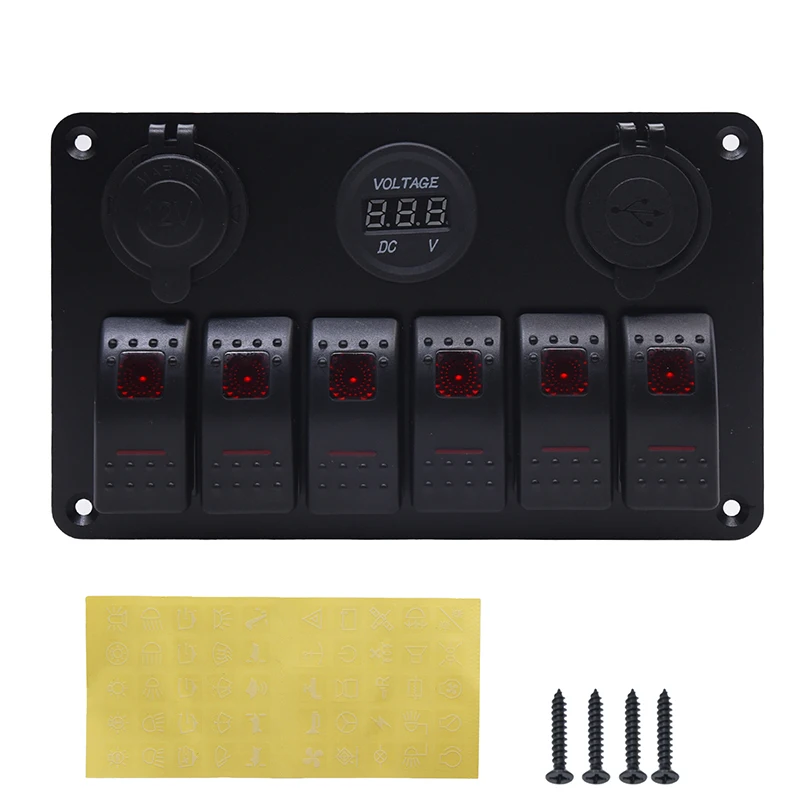 Boat-Switch-Panel-Car-Switch-Panel-Waterproof-Digital-Voltmeter-Dual ...
