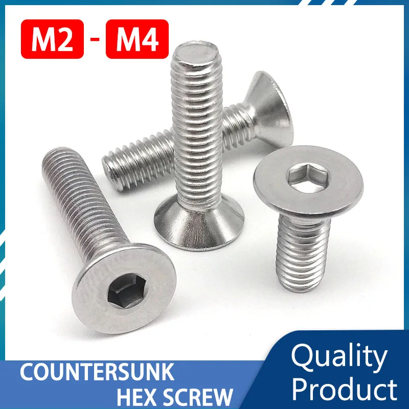 Hexagon Hex Socket Countersunk Screw Flat Head Allen Bolts M2 M2.5 M3 ...